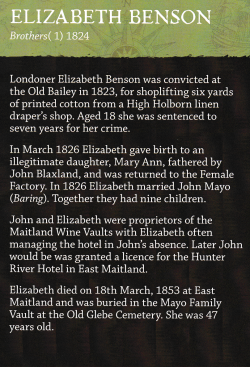 Biographies - Female Convicts of the Hunter Valley